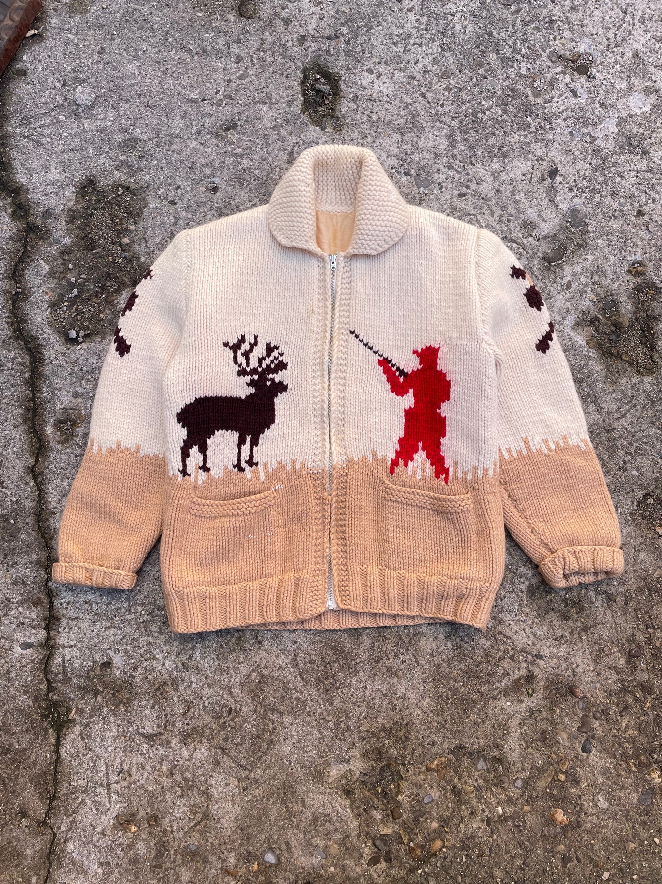 1950's Pheasant Hunting Cowichan Knit Sweater - L – Thrift Piff